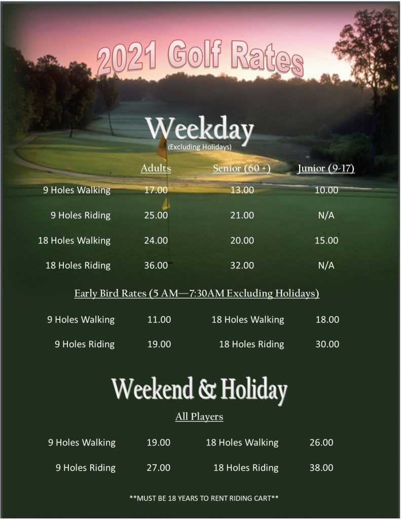 Rates & Fees – Edgewater Golf Club